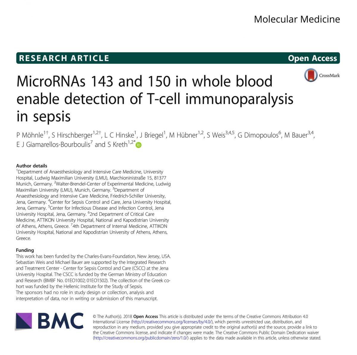 MicroRNAs 143 and 150 in whole blood enable detection of T-cell ...