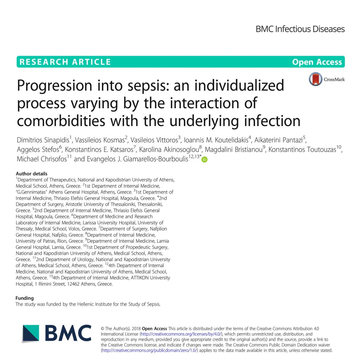 Progression into sepsis: an individualized process varying by the ...
