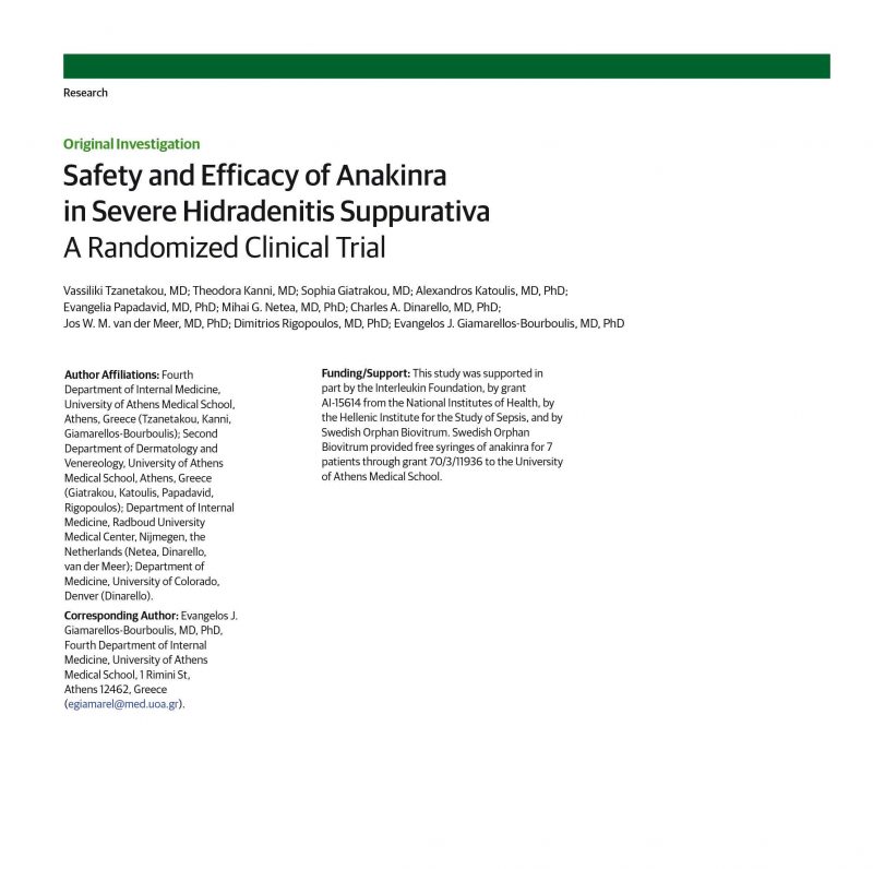 Safety and Efficacy of Anakinra in Severe Hidradenitis Suppurativa: A ...