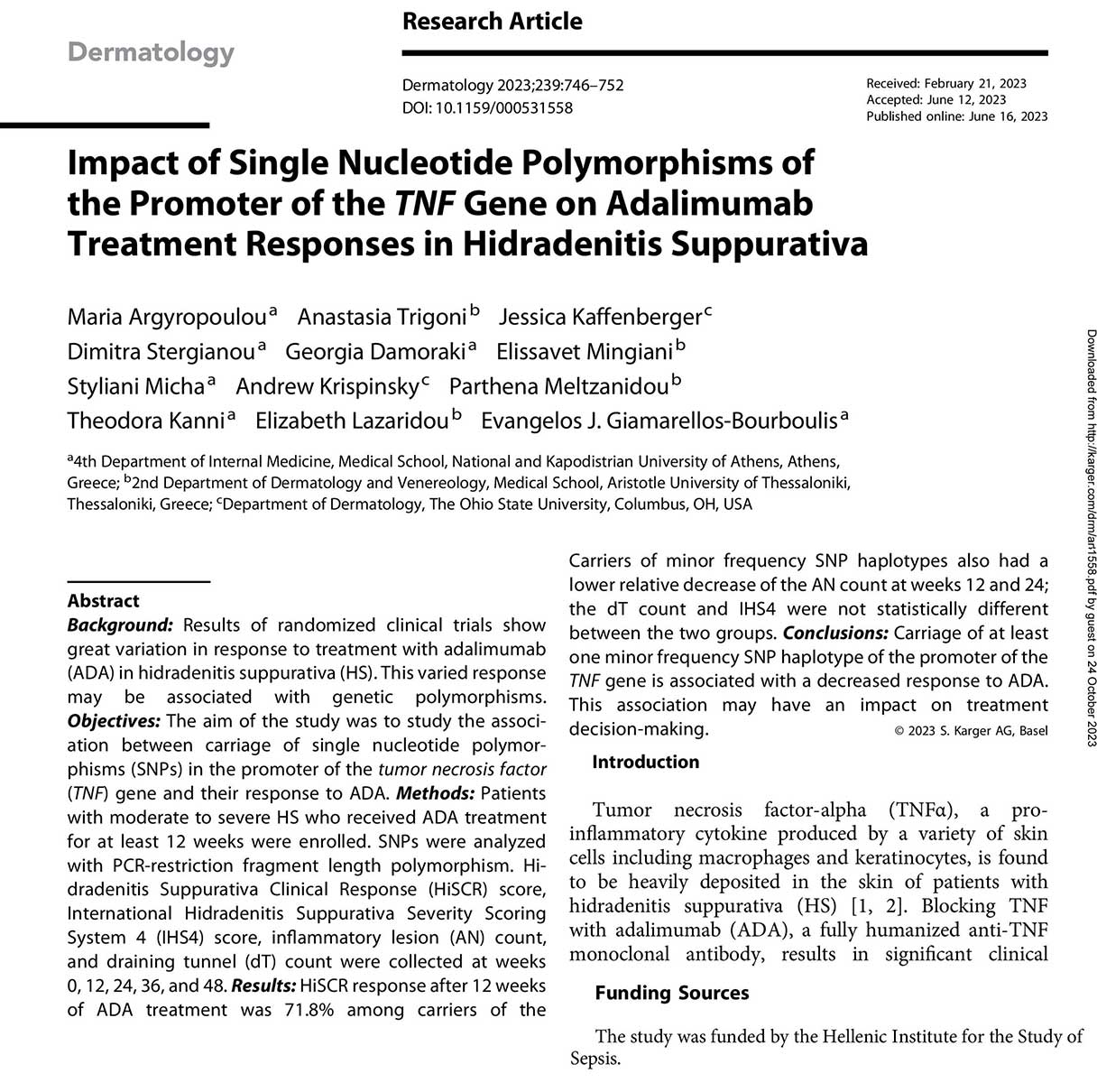 Impact Of Single Nucleotide Polymorphisms Of The Promoter Of The Tnf Gene On Adalimumab